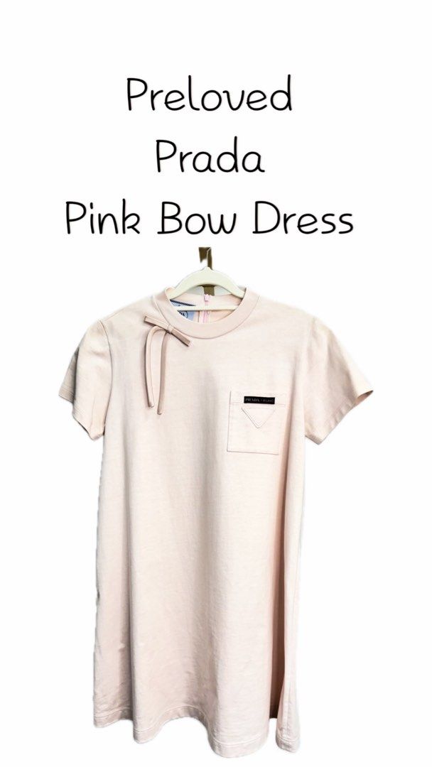 Prada Pink Bow Dress, Luxury, Apparel on Carousell