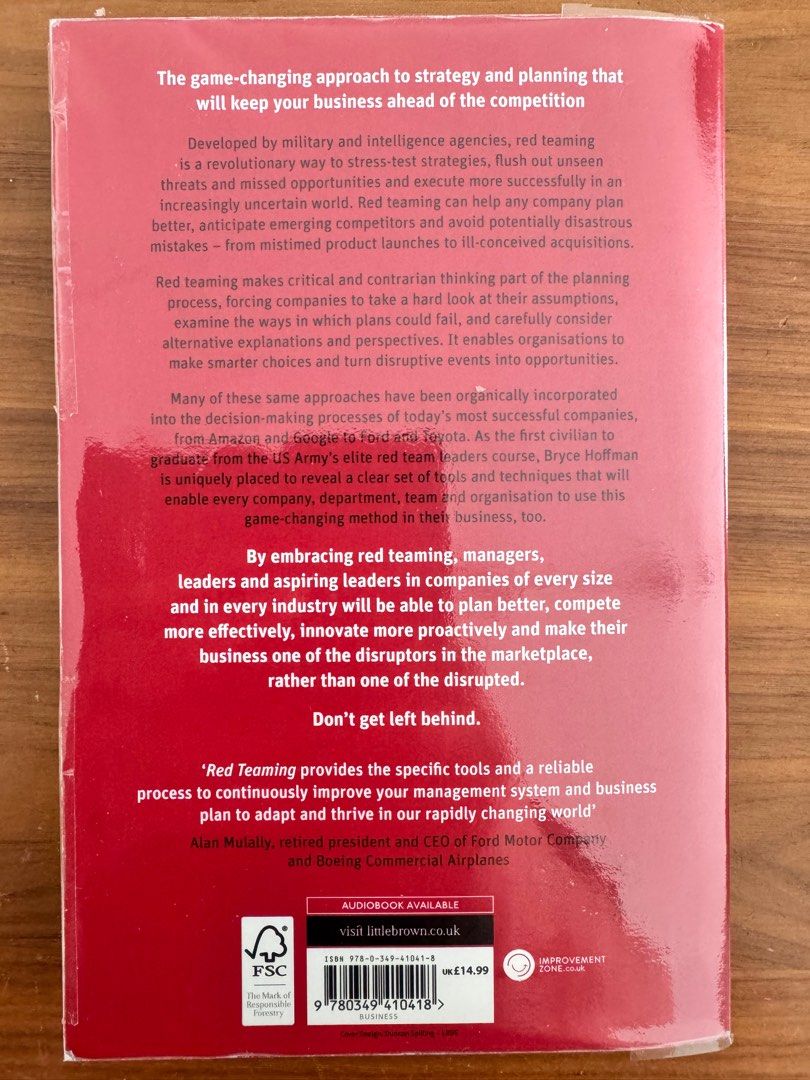 Red teaming - transform your business by thinking like enemy, Hobbies ...