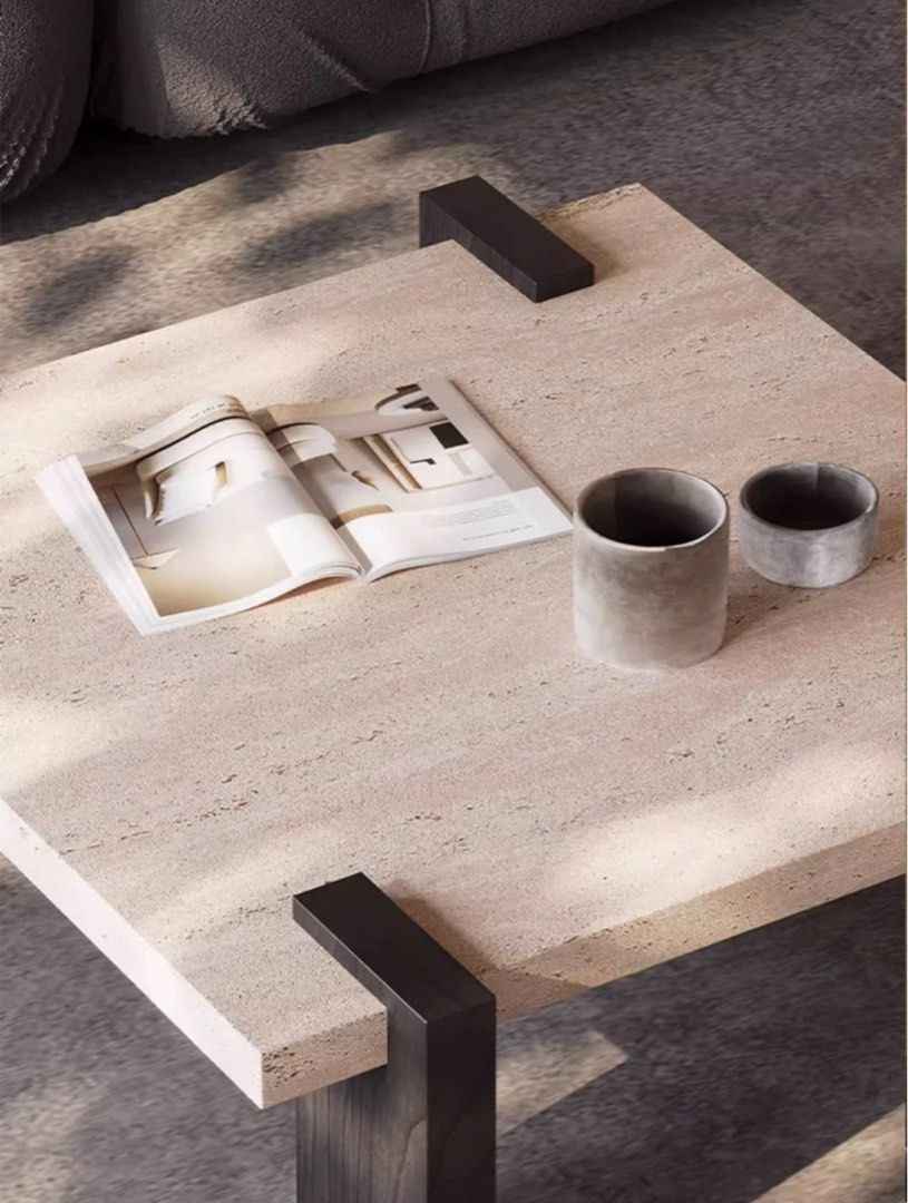 REGALE Modern Travertine Coffee Table, Furniture & Home Living ...