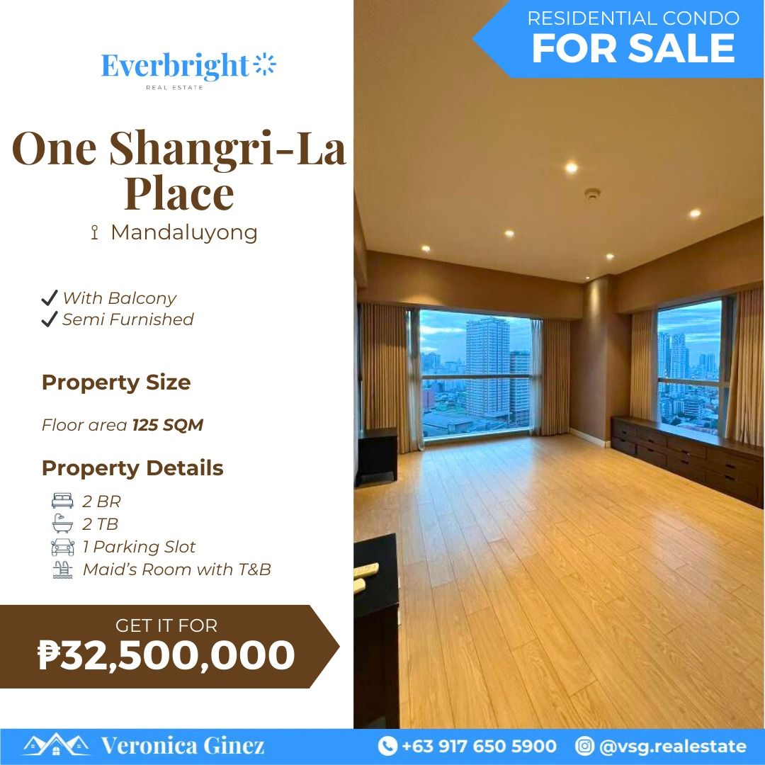 Rush Sale! 2-Bedroom Unit at One Shangri-La Place, Mandaluyong City ...