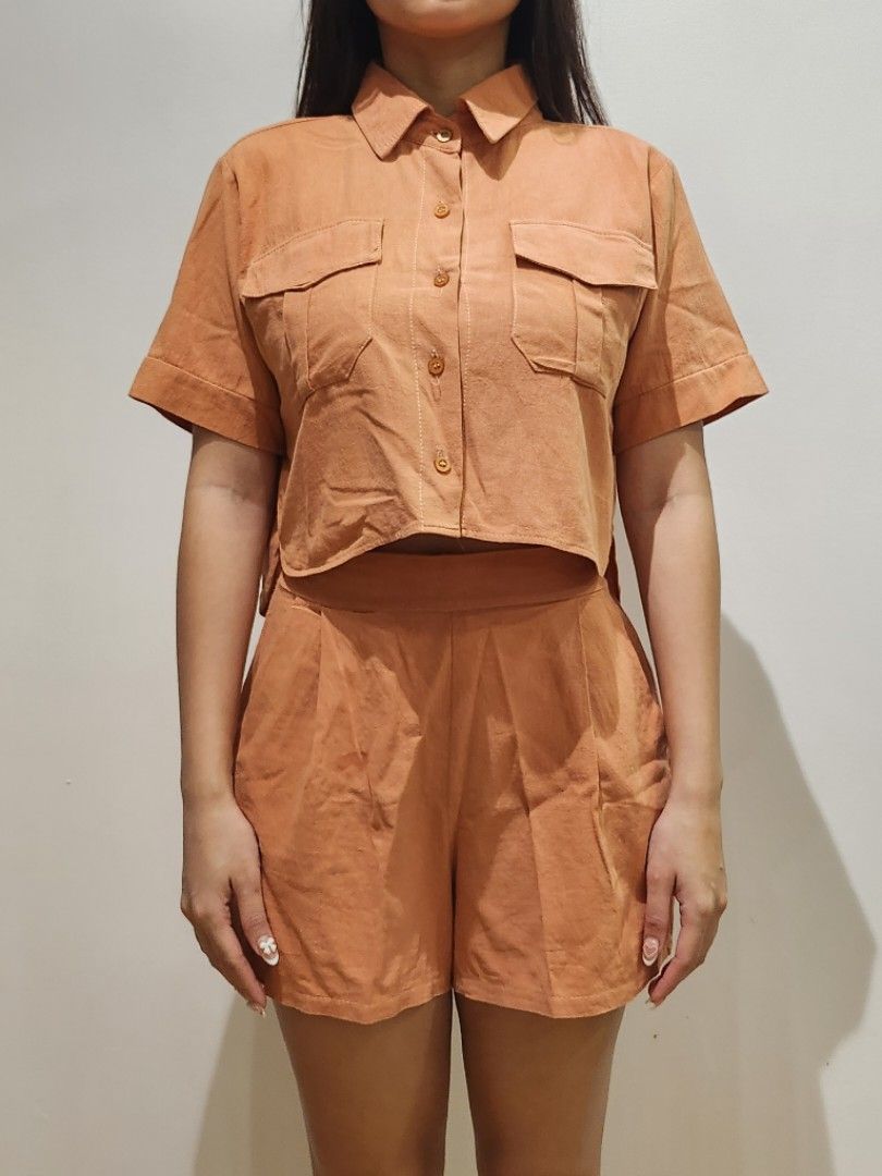Rust/Burnt Orange Sienna Linen Terno/Set (High Quality), Women's ...
