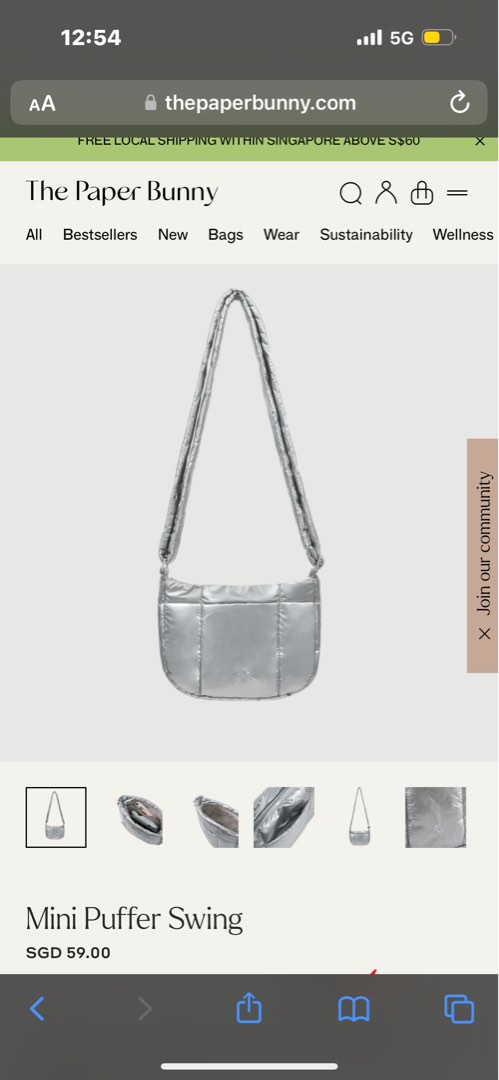 The paper bunny mini puffer swing in gala, Women's Fashion, Bags ...