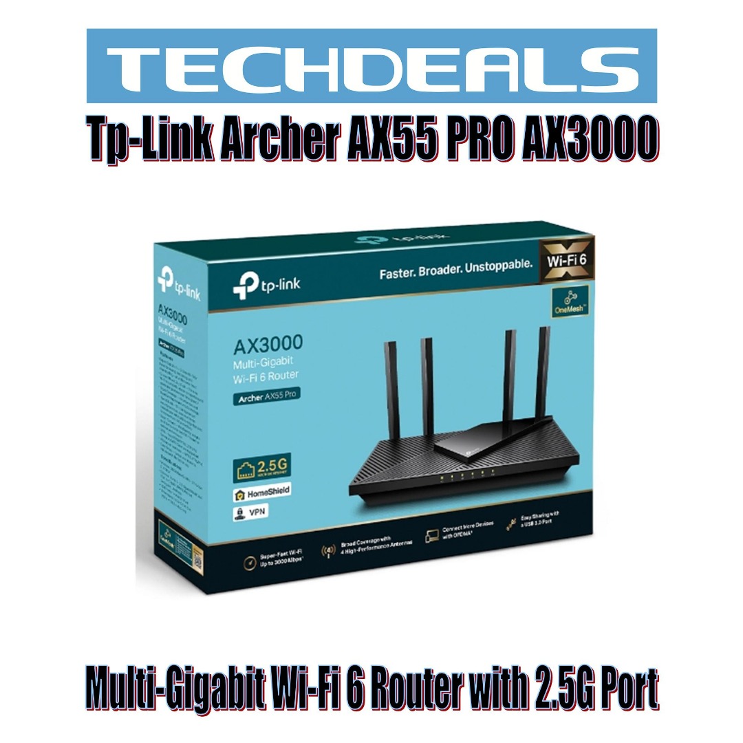 Tp-Link Archer AX55 PRO AX3000 Multi-Gigabit Wi-Fi 6 Router with 2.5G ...