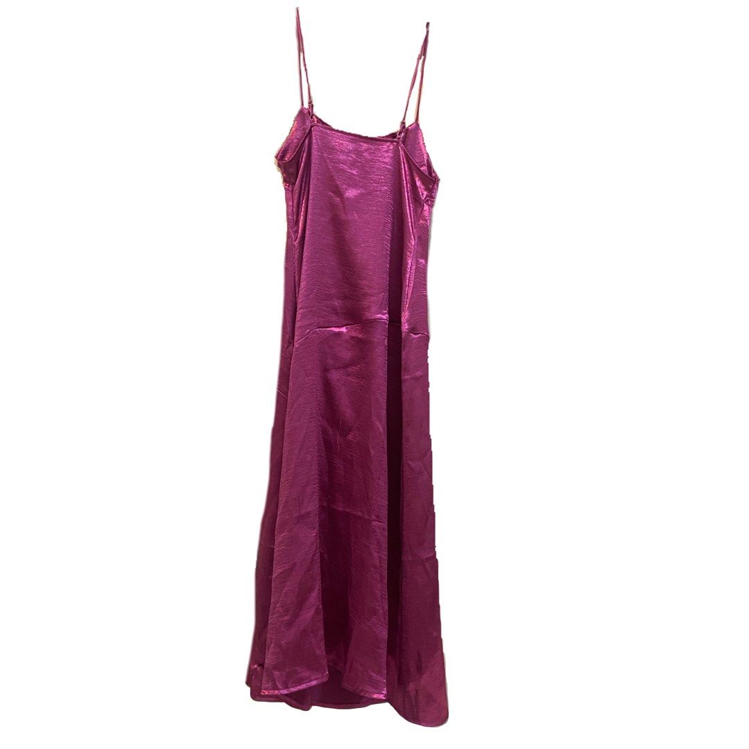 Trendy Long Silk satin dress pink purple violet, Women's Fashion ...