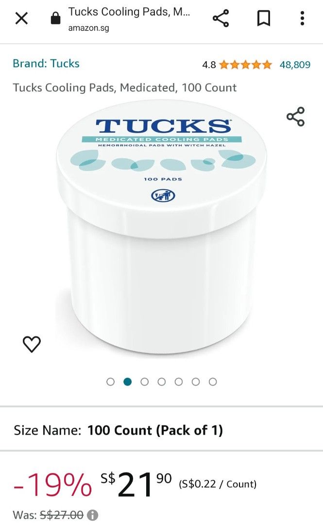 Tucks Witch Hazel Medicated Cooling Pads, Babies & Kids, Maternity Care ...