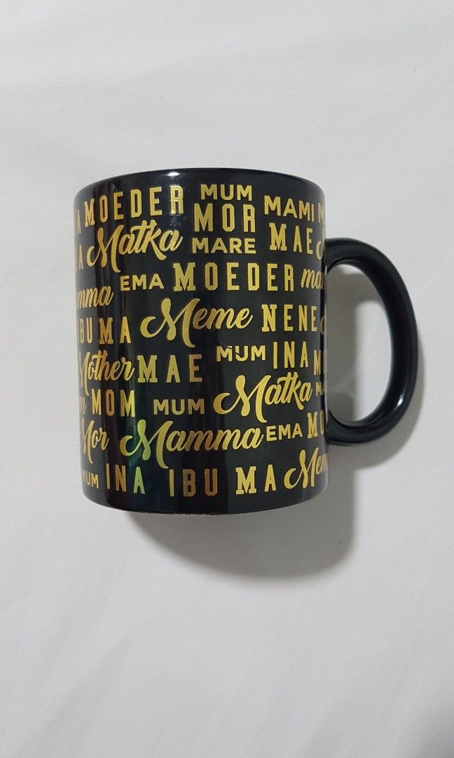 TYPO mug in black and gold mother in different languages, Furniture ...