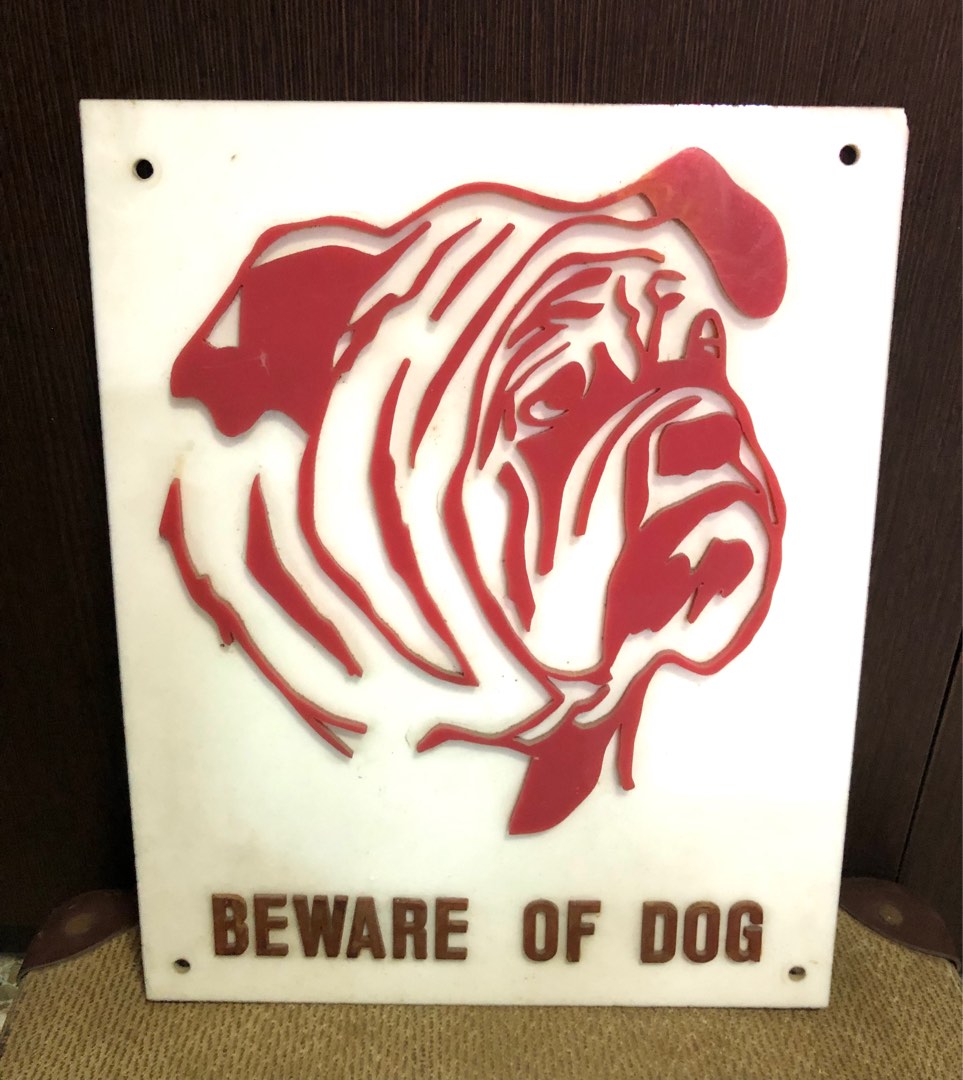 Vintage Beware if Dog Sign, Hobbies & Toys, Memorabilia & Collectibles ...