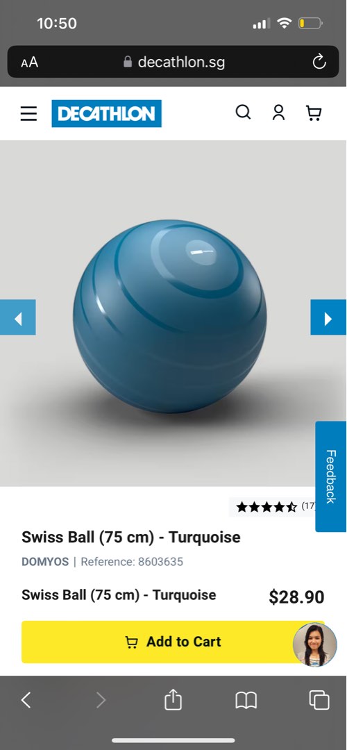 Yoga ball size 2 decathlon, Sports Equipment, Exercise & Fitness ...