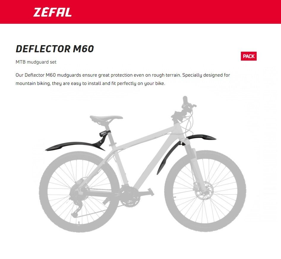 Zefal DEFLECTOR M60 MTB Mudguard Set Fender, Sports Equipment, Bicycles ...