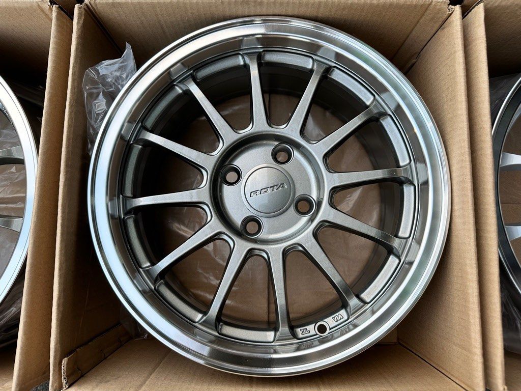 15” Rota SFR Steel Grey/ Polish lip mags 4Holes pcd 100 Bnew, Car Parts ...