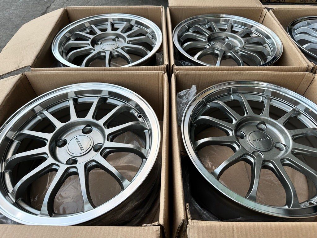 15” Rota SFR Steel Grey/ Polish lip mags 4Holes pcd 100 Bnew, Car Parts ...