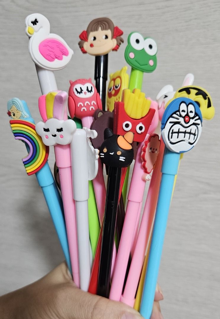 8 Pens $4. Korean Stationery Cute Pen With Cartoon Character, Hobbies ...