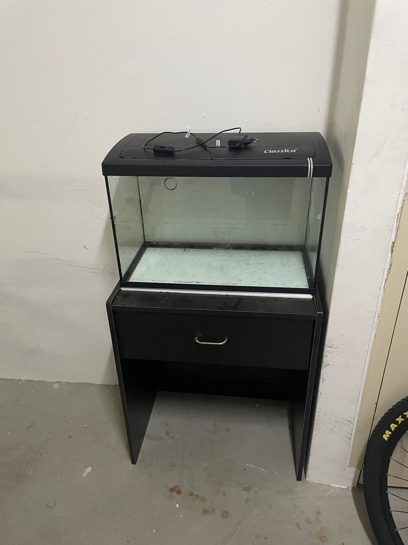 60cm aquarium tank with custom made stand/drawer, Pet Supplies, Homes ...