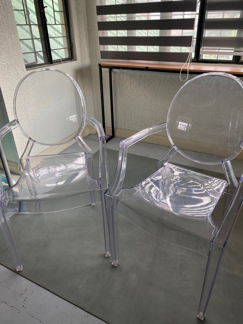 Acrylic crystal chair with arms, Furniture & Home Living, Furniture ...