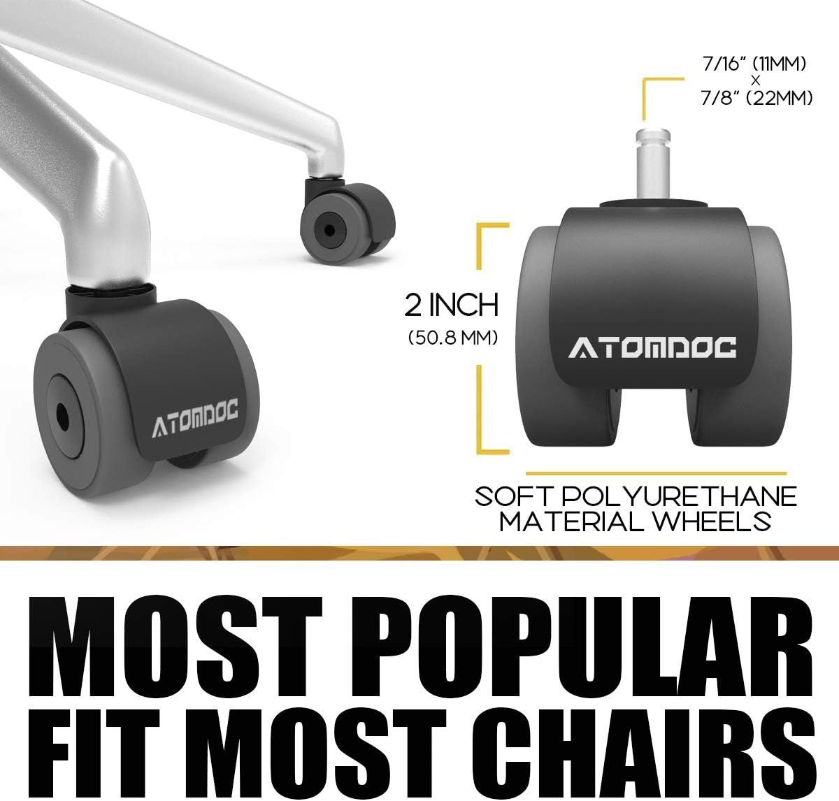 ATOMDOC Office Chair Caster Wheels by, Newly Revolutionary Quadruple ...