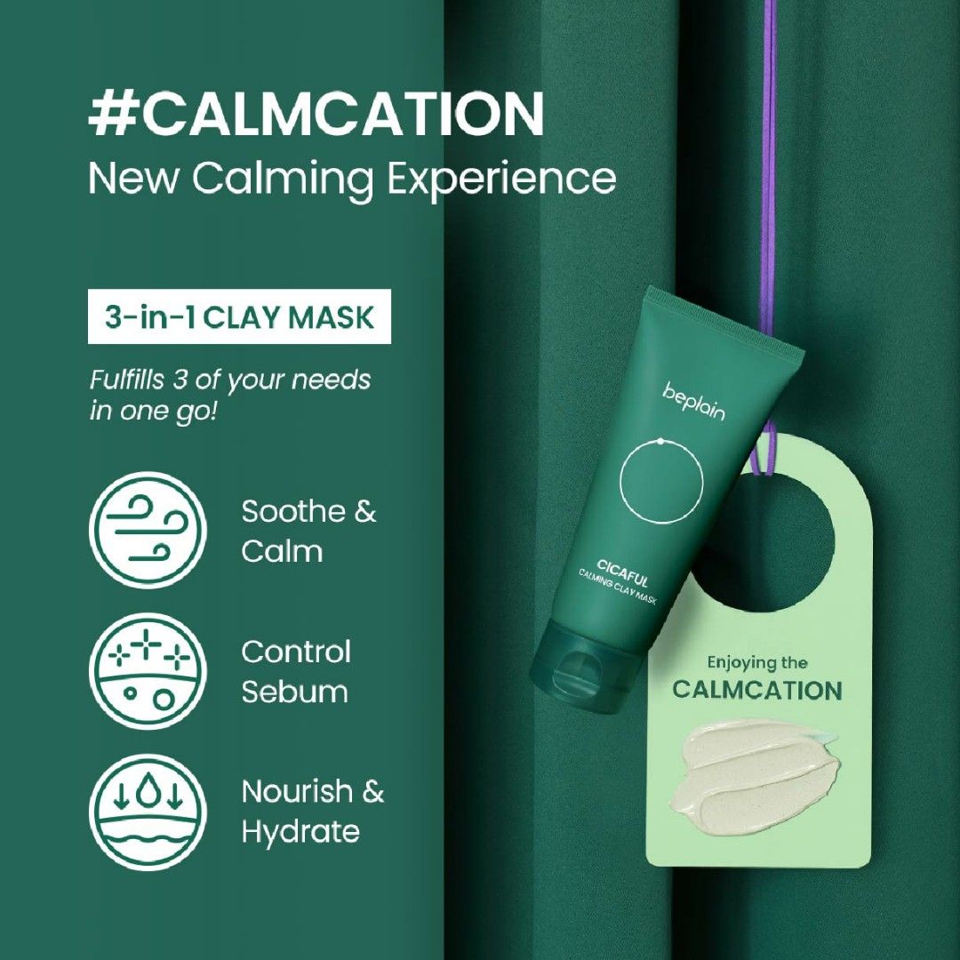 BEPLAIN Cicaful Calming Clay Mask 100g, Beauty & Personal Care, Face ...
