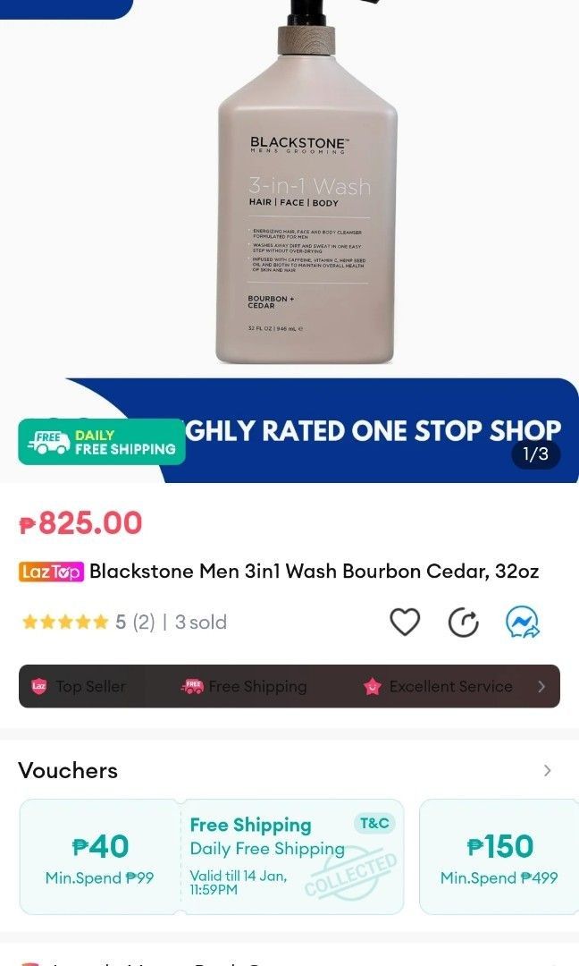 BLACKSTONE MEN'S GROOMING 3-IN-1 HAIR, FACE, AND BODY WASH, Beauty ...