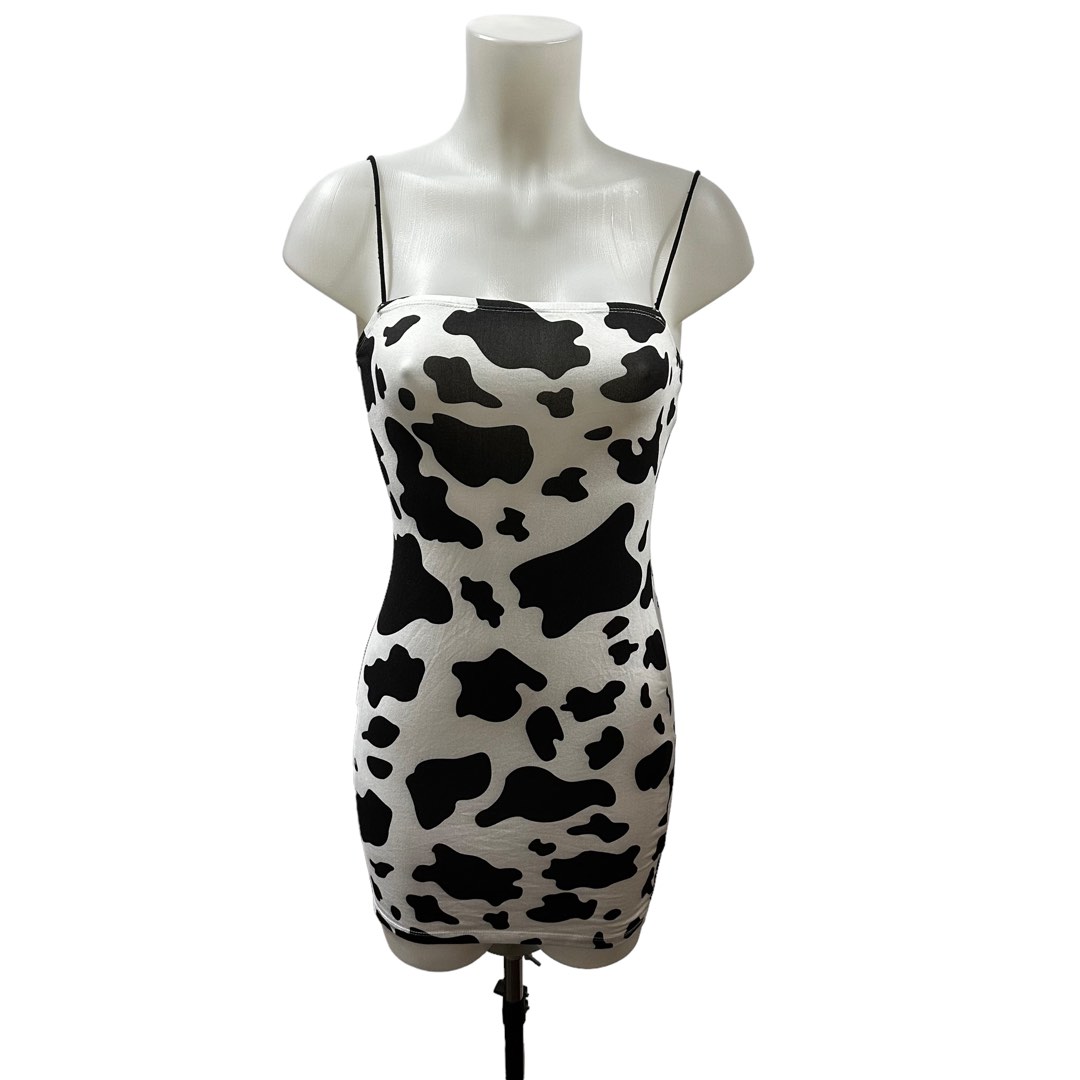 BRAND NEW SHEIN cow black white strap spaghetti bodycon dress, Women's ...