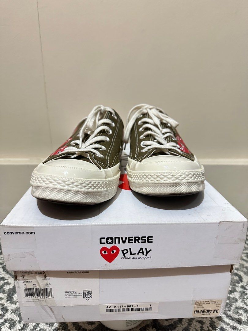 CDG Play x Converse Multiple Hearts - Olive, Women's Fashion, Footwear ...