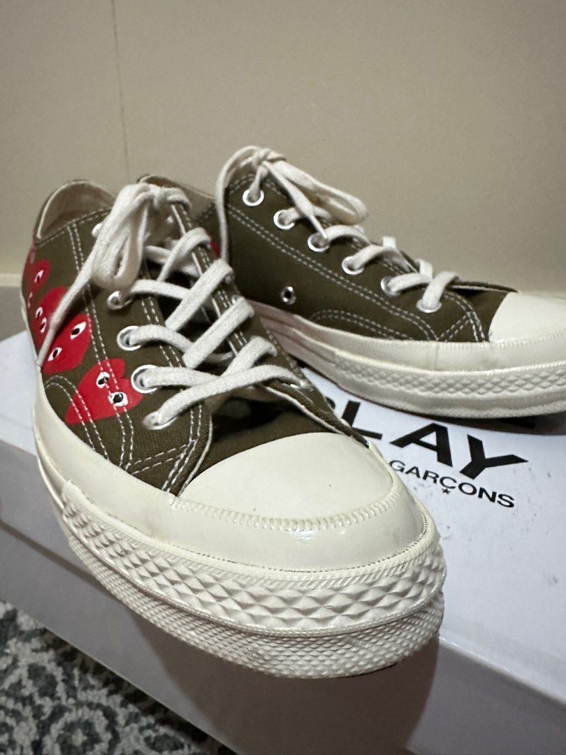 CDG Play x Converse Multiple Hearts - Olive, Women's Fashion, Footwear ...