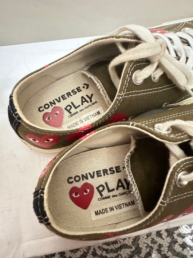 CDG Play x Converse Multiple Hearts - Olive, Women's Fashion, Footwear ...