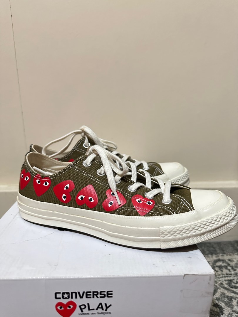 CDG Play x Converse Multiple Hearts - Olive, Women's Fashion, Footwear ...