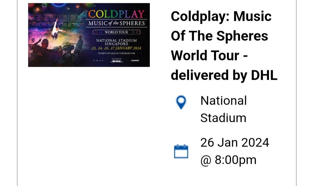 Coldplay Singapore concert, Tickets & Vouchers, Event Tickets on Carousell