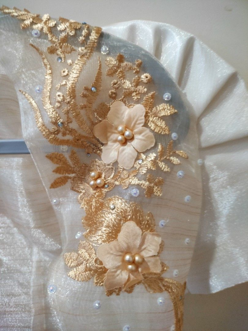 Cream Filipiniana Bolero with Gold details for rent (SMALL), Women's ...