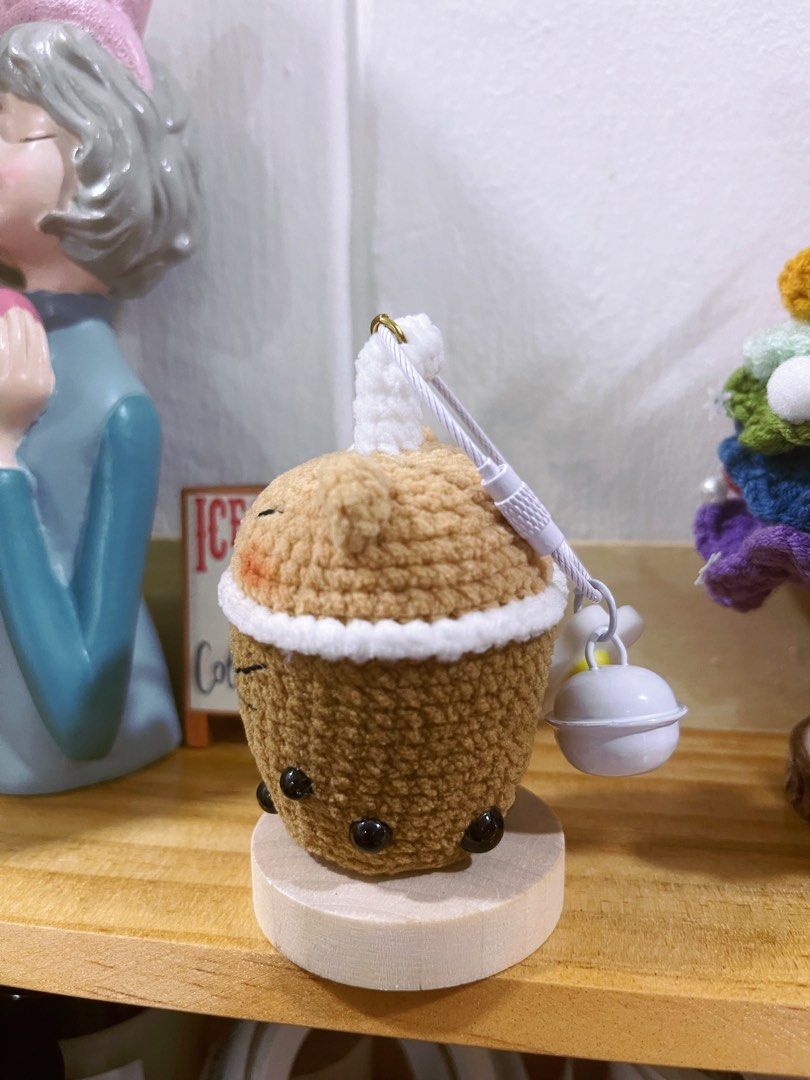 Crochet Capybara bubble tea keychain, Hobbies & Toys, Stationery ...