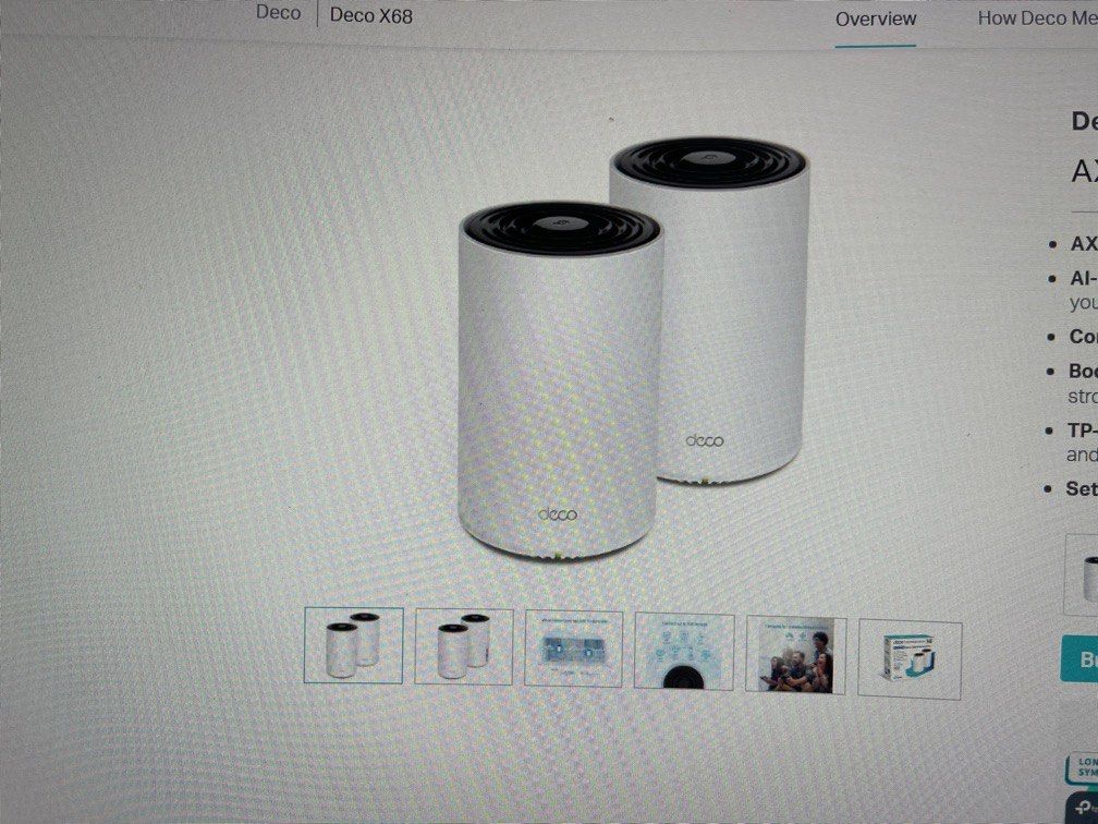 Deco X68 AX3600 Mesh WiFi 6 system, TV & Home Appliances, Other Home ...