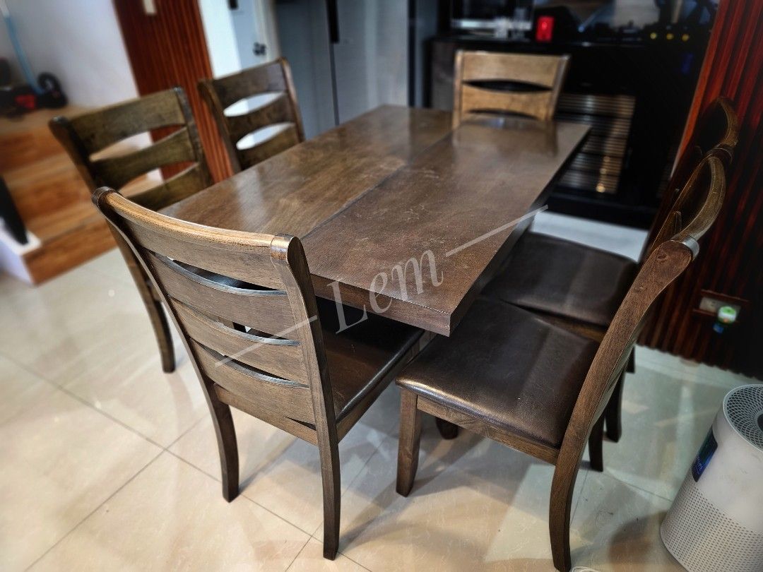 Dining Set (Malaysian Wood sturdy type), Furniture & Home Living ...