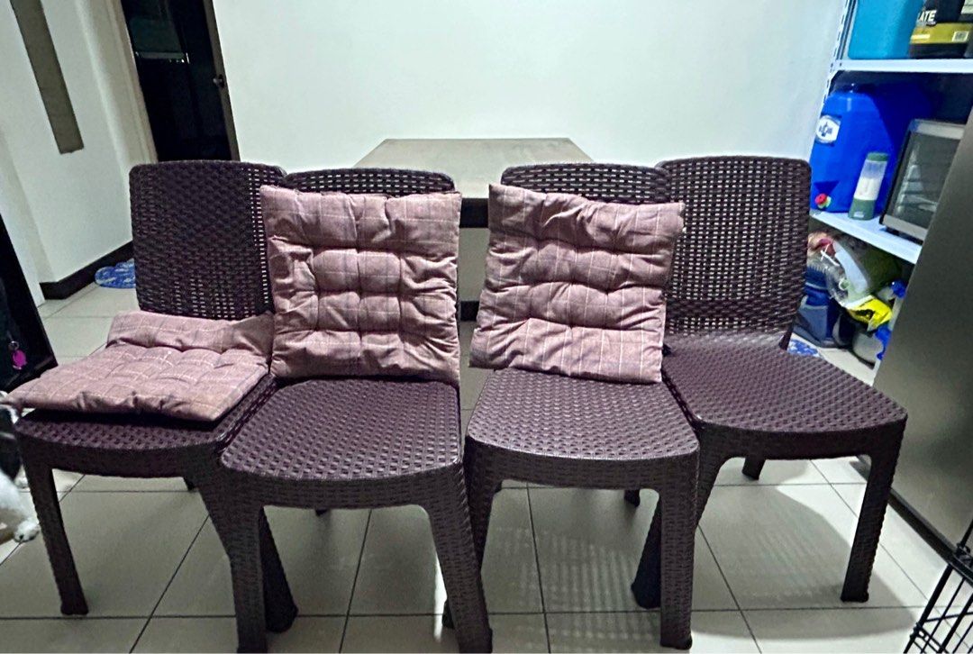 Dining table with Monoblock chairs, Furniture & Home Living, Furniture ...