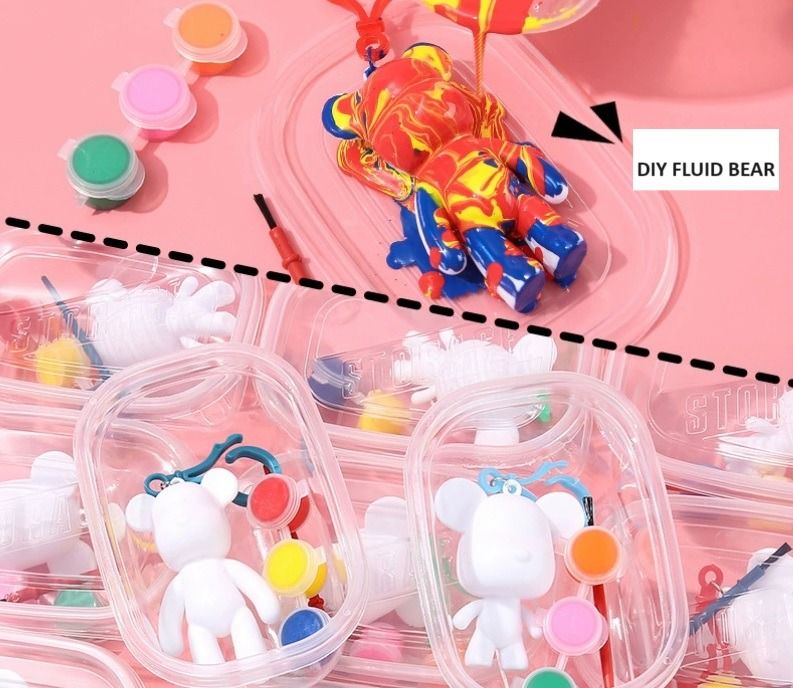 DIY Bearbrick Painting Cute Keychain Goodie Bags For Kids, Hobbies ...