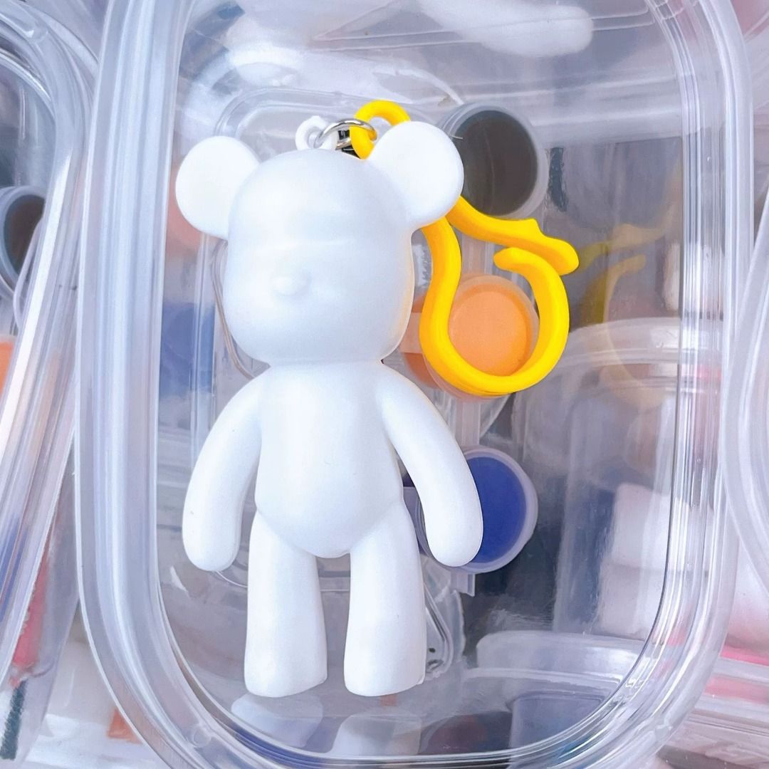 DIY Bearbrick Painting Cute Keychain Goodie Bags For Kids, Hobbies ...