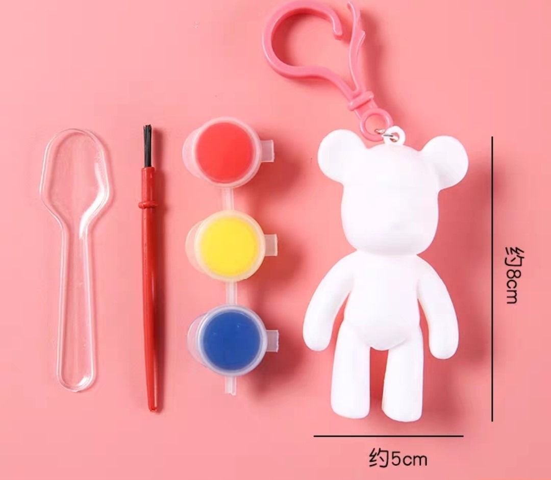 DIY Bearbrick Painting Cute Keychain Goodie Bags For Kids, Hobbies ...