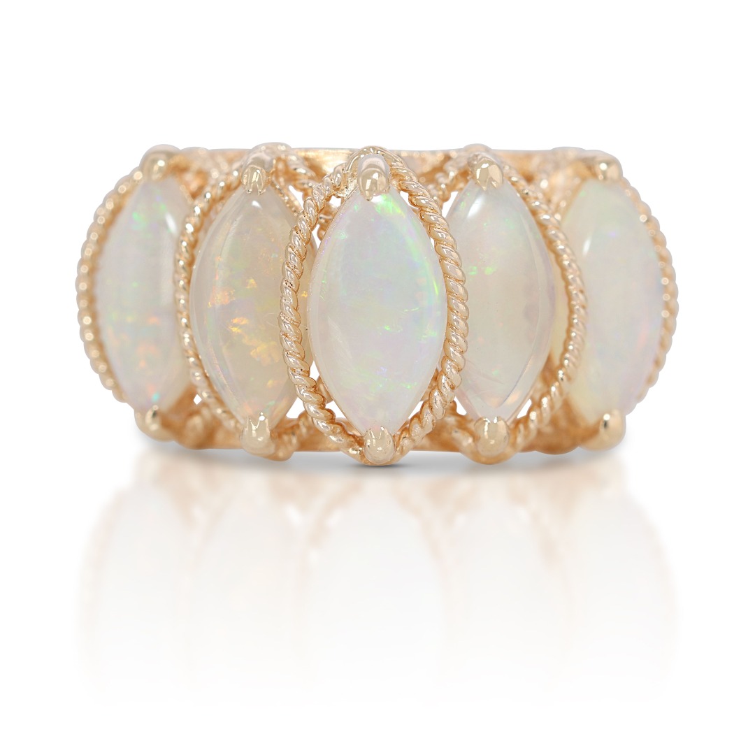 Five Marquise Opals Ring set in 14K Yellow Gold - SR-YG-201660, Women's ...
