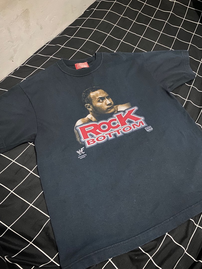 Fs‼️Vintage 90's WWF Rock Bottom wrestling shirt, Men's Fashion, Tops ...