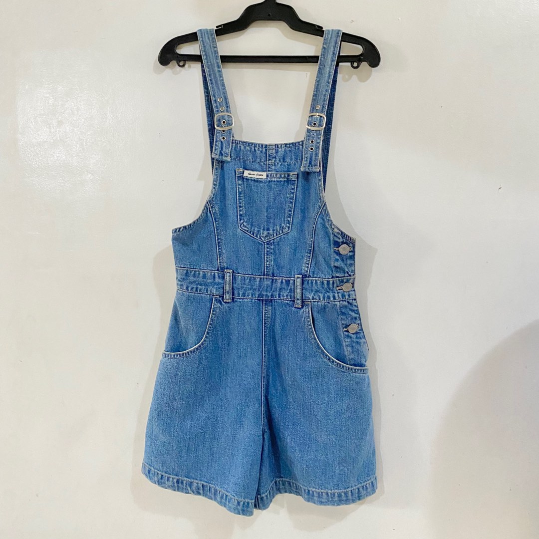 Guess Denim Overalls Jumper, Women's Fashion, Bottoms, Shorts on Carousell