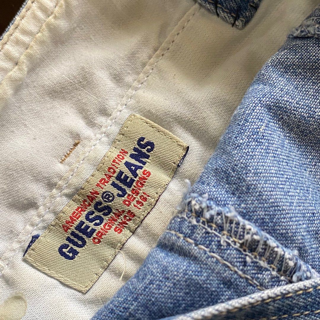Guess Denim Overalls Jumper, Women's Fashion, Bottoms, Shorts on Carousell
