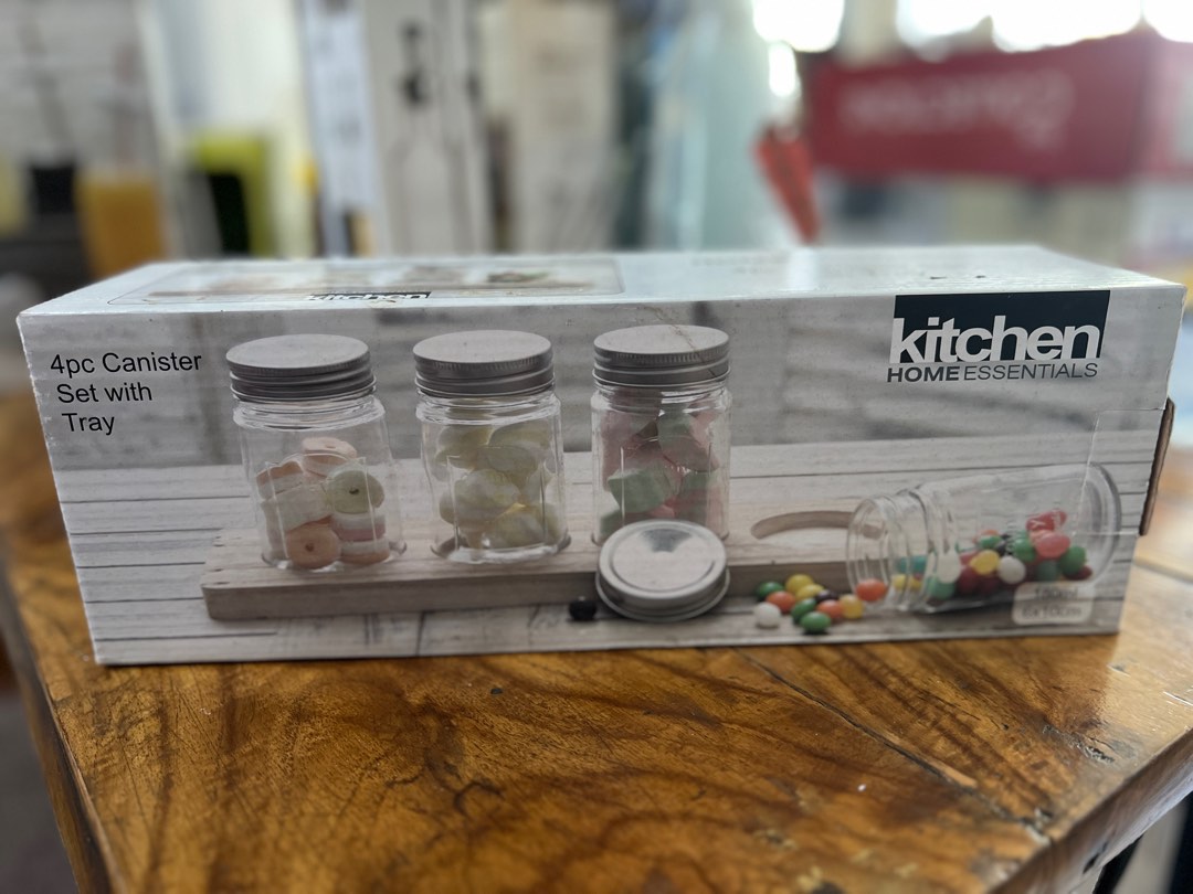Home Essentials 4pc Canister Set w/ Tray, Furniture & Home Living ...