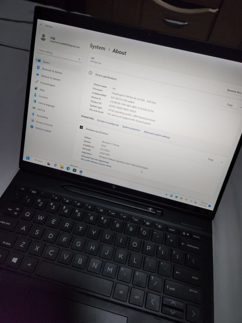 Hp Elite Folio 2 in 1 convertable 8CX Gen2 windows on arm surface pro X ...