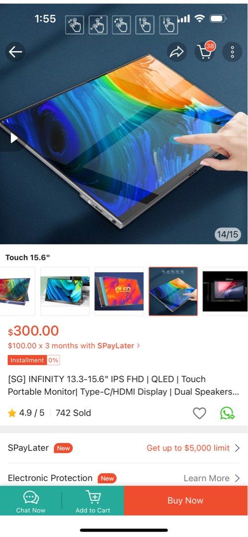 Infinity Portal Monitor 15.6” Touch, Computers & Tech, Parts ...