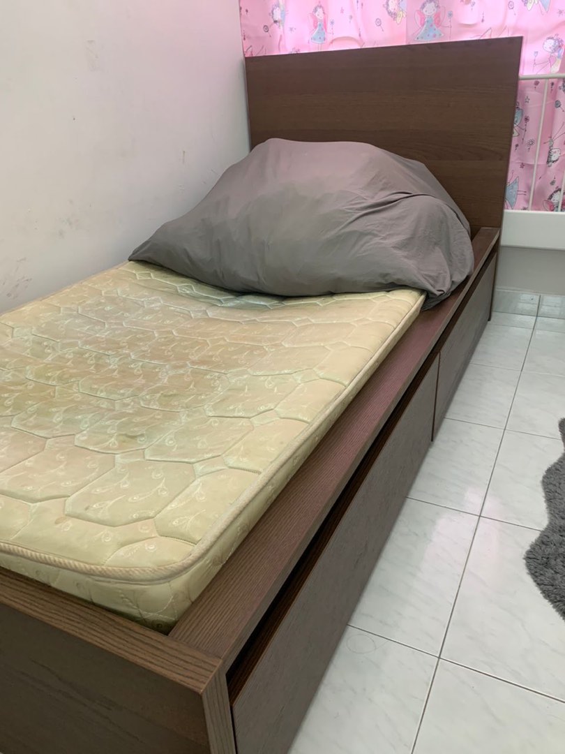 KATIL SINGLE IKEA, Furniture & Home Living, Furniture, Bed Frames ...