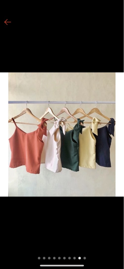 La Coco Babe Ribbon Top in Emerald Green Linen Fabric, Women's Fashion ...