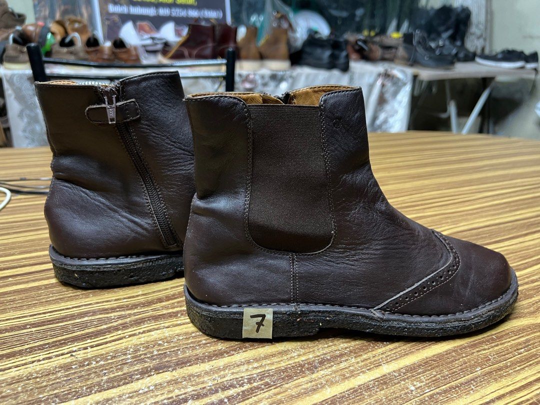 Leather boot zipper 7uk, Men's Fashion, Footwear, Boots on Carousell
