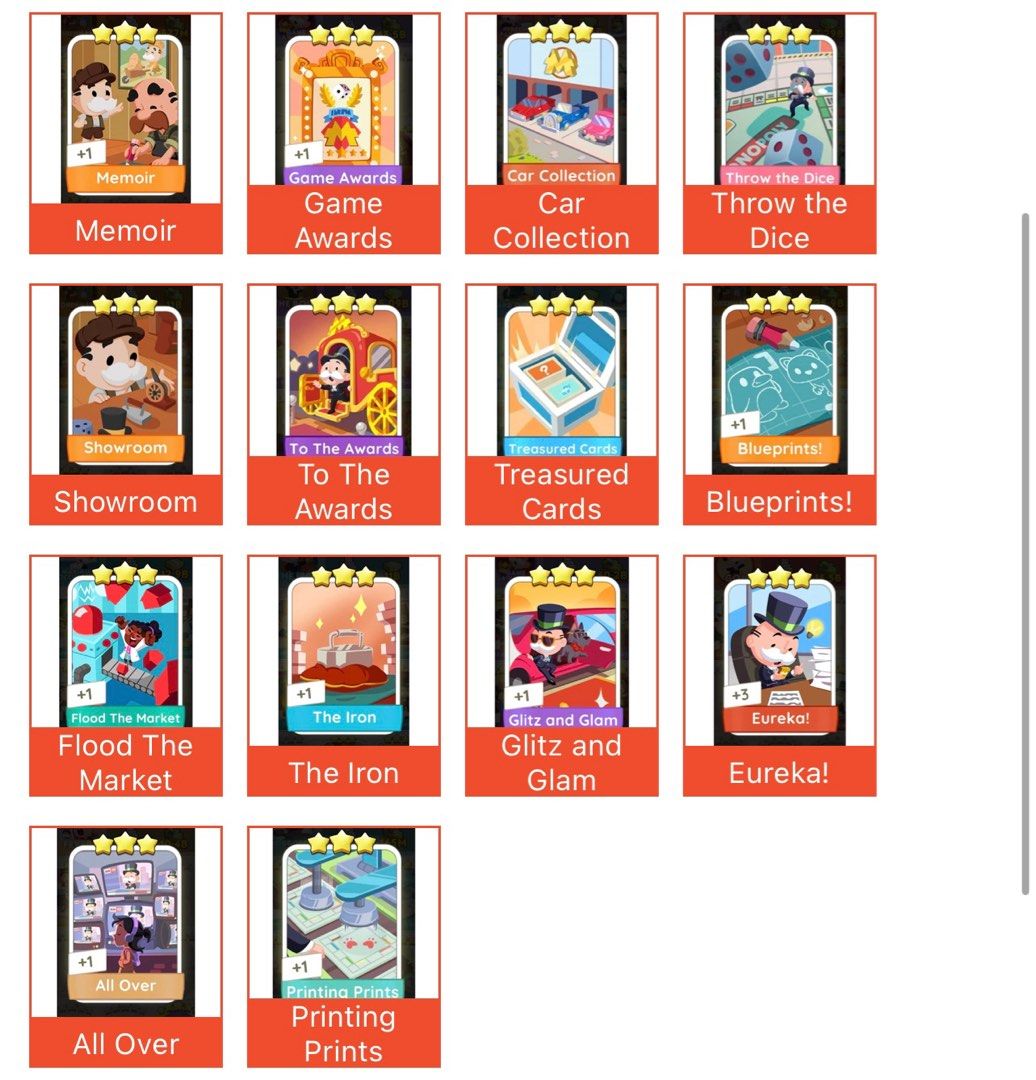 Monopoly Go Origin 3-5 star Sticker READY STOCK, Hobbies & Toys, Toys ...