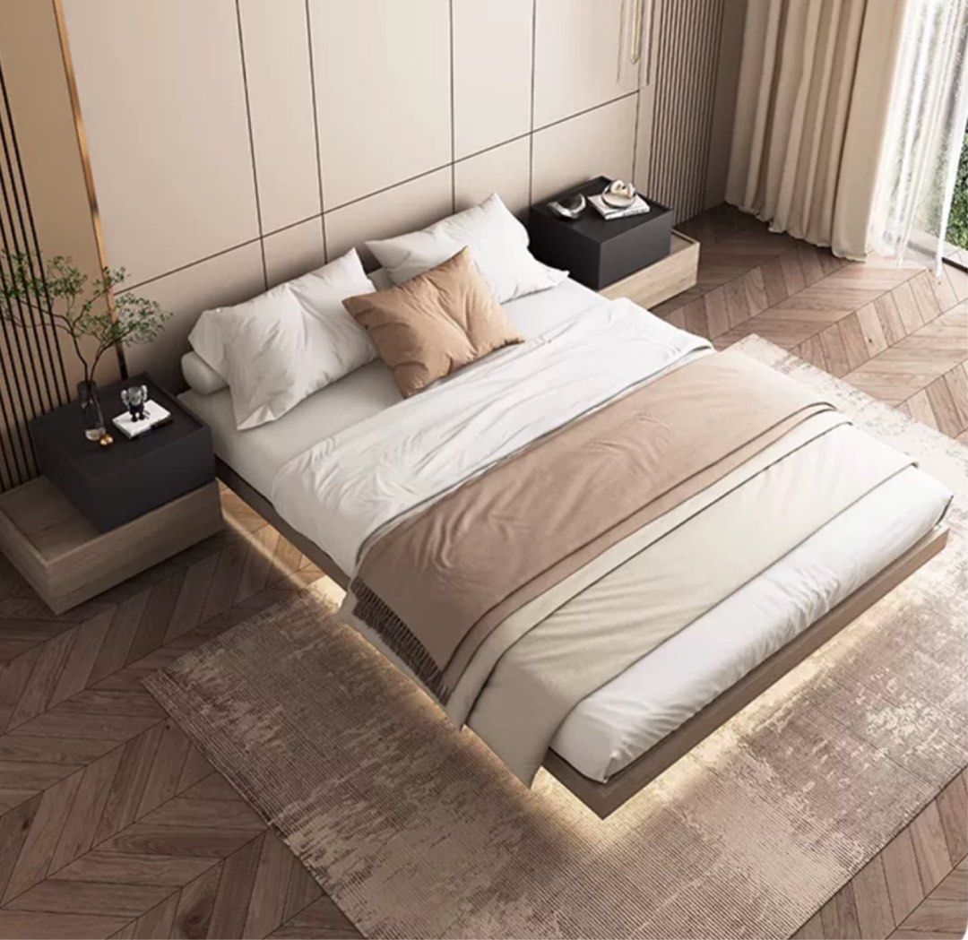 NEURE Modern Floating LED Bedframe, Furniture & Home Living, Furniture ...