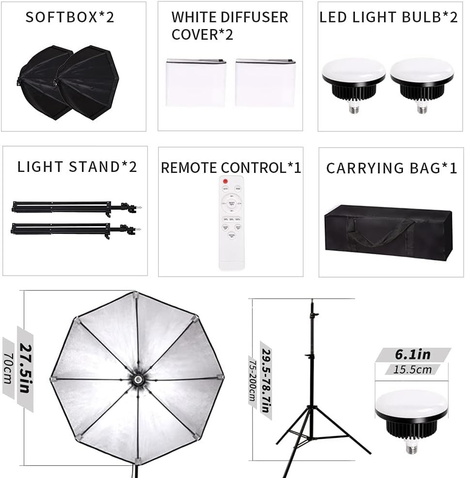 Octagonal Softbox Lighting Kit,Photography Lighting Video Studio Light ...