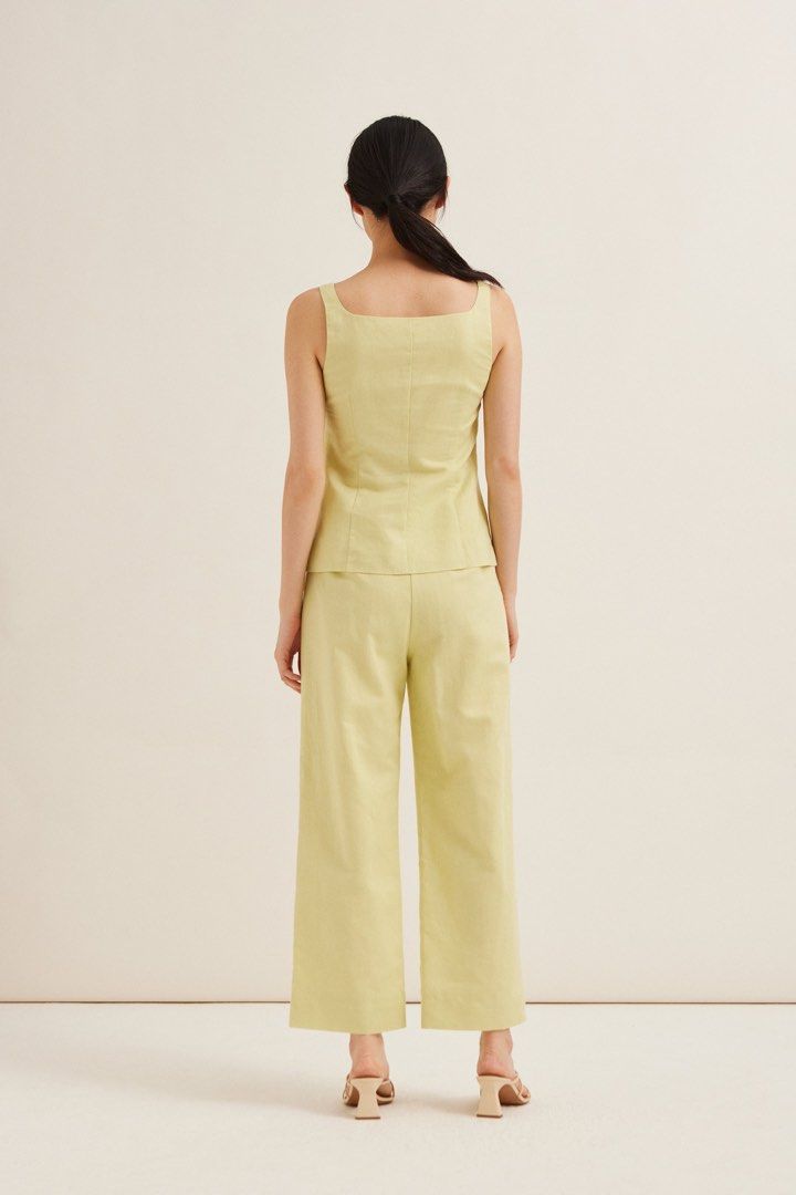 OSN Linen Button-Down Vest (Light Green), Women's Fashion, Tops ...