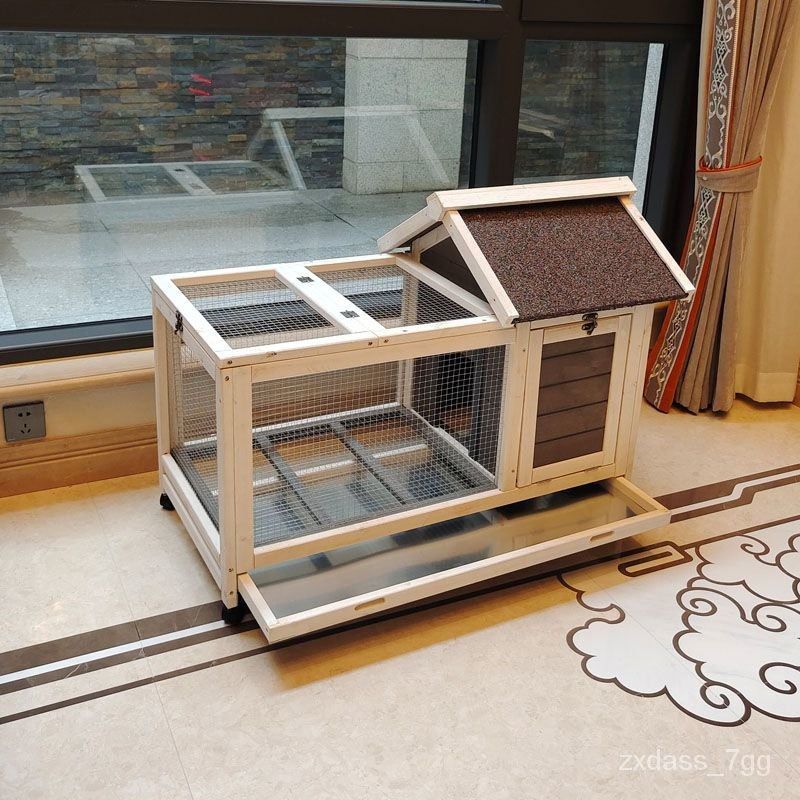 Outdoor Double-Layer Rabbit Cage Rabbit Nest Luxury Rabbit Villa Wooden ...